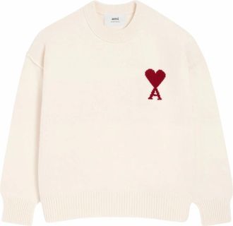 Ami Homme, Pulls, Beige, Taille: M Maille &agrave; col rond