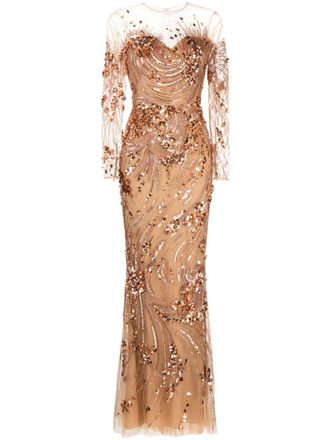 Zuhair Murad Maxikleid mit Pailletten - Nude