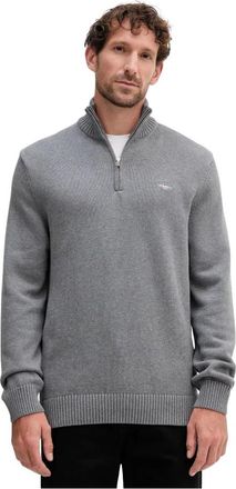 GANT Pull-over d&eacute;contract&eacute; en coton &agrave; demi-zip - Homme - Pulls - Gris - Taille: XL
