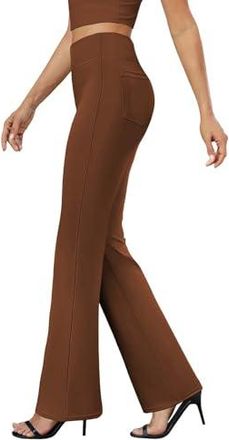 Generic Pantalon &eacute;vas&eacute; taille haute pour femme - Pantalon de yoga extensible &agrave; jambe large - Pantalon de gym - Pantalon habill&eacute; &agrave; jambe large - Pantalon daffa