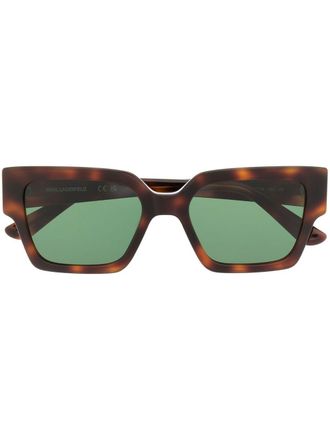 Karl Lagerfeld Eckige Sonnenbrille in Schildpattoptik - Braun