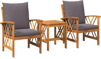 vidaXL Ensemble de canapé de jardin 3 pcs Marron Bois dacacia massif vidaXL