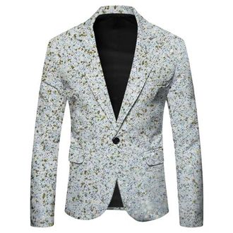 Generic Veste pour homme - Impression 3D - Aspect paillettes - Multicolore - Coupe ajust&eacute;e - Un bouton - Pour carnaval, f&ecirc;te, discoth&egrave;que, Nouvel An, 005., 3X