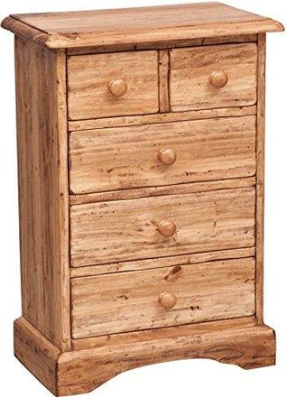 Biscottini International Nachttisch weiß Shabby 75 x 52 x 31 cm Made in Italy - Nachttisch für Schlafzimmer Country - Vintage Nachttisch mit 5 Schubladen - hoher Nachttisch