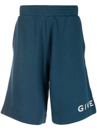 Givenchy short de sport en jersey &agrave; logo imprim&eacute; - Bleu