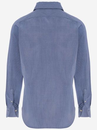 Finamore Mens Shirt Cotton-Blend Blue