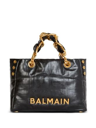 Balmain Hobo Bags - Calf Leather Embossed Monogram Bag - Gr. unisize - in Schwarz - f&uuml;r Damen