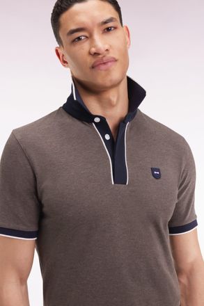 Eden Park Polo Manches Courtes En Piqu&eacute; Coton Stretch Marron Coupe Slim