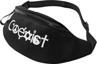 Generic Symboles Originaux De Coexistence Sac &Agrave; Bandouli&egrave;re R&eacute;glable Sac Banane Unisexe Poche Poitrine Pour Camping Jogging Sorties 14X35Cm