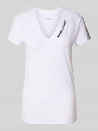 A|X Armani Exchange T-Shirt mit Label-Stitching und V-Ausschnitt