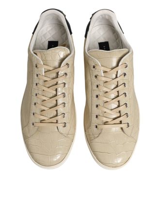 Dolce & Gabbana Mens Beige London Low Top Leather Sneakers Shoes Crocodile+05lf