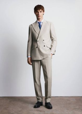 Mango Pantalon slim-fit 100 % laine Vitale Barberis Canonico beige - Homme - 38 - MANGO MAN