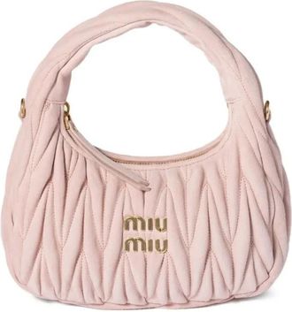 Miu Miu Hobo Bags - Quilted Lamb Leather Handbag With Padded Handle - Gr. unisize - in Beige - f&uuml;r Damen