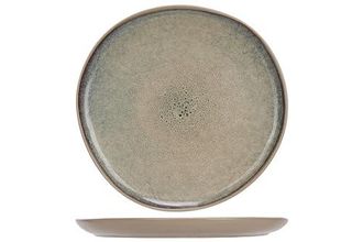 Cosy & Trendy 6 flache Teller aus Steingut, Oona, Sand, Gr&uuml;n, 27 x 2 cm