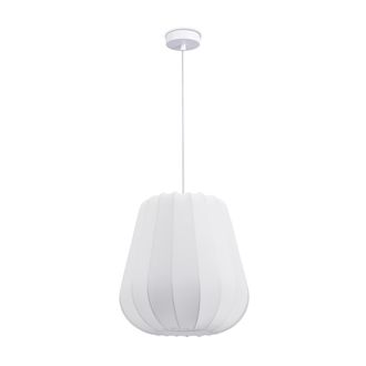 Paco Home H&auml;ngelampe Pendellampe Pendelleuchte Wohnzimmer Schlafzimmer Esszimmer Modern Lampenschirm Nylon Uni E27, Lampenart:Pendelleuchte - Typ 5, Farbe:Wei&szlig;