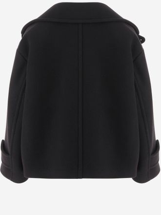 Chlo&eacute; Womens Coat Oversized Short Wool-Blend Black