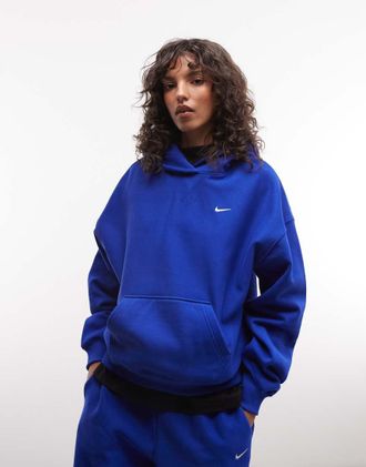 Nike Studio Fleece schwerer Oversize-Kapuzenpullover in Blau