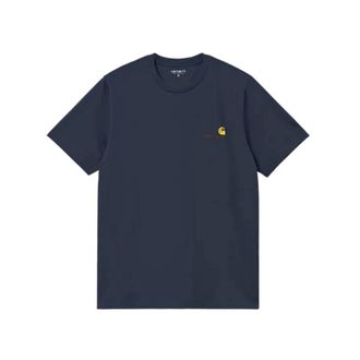 Carhartt Work in Progress American Script T-Shirt - - Tops - Herren - Blau - 2XL