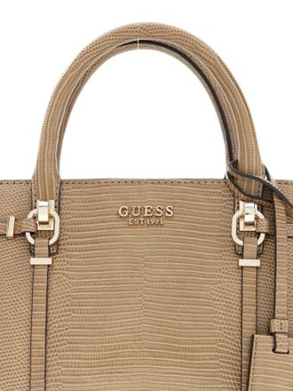 Guess Lizard-Embossed Polyurethane Top Handle Bag - Beige