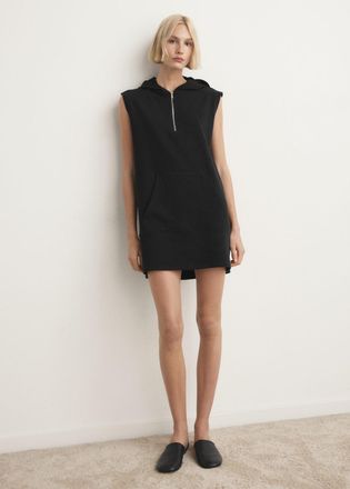 Mango Kurzes Nachthemd mit Kapuze und Rei&szlig;verschlussdetail schwarz - Damen - S - MANGO