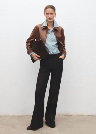 Mango Oversized-Hemd mit Streifen gr&uuml;n - Damen - S - MANGO