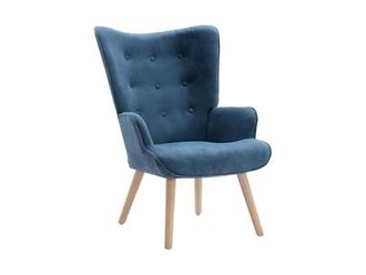Vente-Unique Fauteuil en Tissu Bleu VATELY