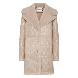 Philipp Plein Femme, Manteaux, Beige, Taille: 42 FR Manteau Monogram