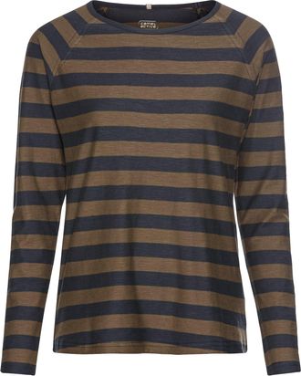 Camel Active Damen Streifenshirt aus Reiner Baumwolle Braun-Schwarz, Womenswear-S