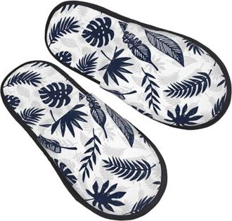 Generic Respirant Peluche Pantoufles Feuilles tropicales dHawa&iuml; Pantoufles Maison Confortable Chaussons Homme pour Ext&eacute;rieur Int&eacute;rieur Adulte M