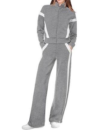 Generic Combinaison de sport 2 pièces décontractée à manches longues pour femme, Couleur 1, 3XL