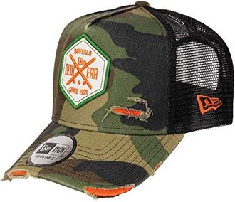 New Era Distressed Hex Patch Camouflage A-Frame Adjustable Trucker Cap - One-Size