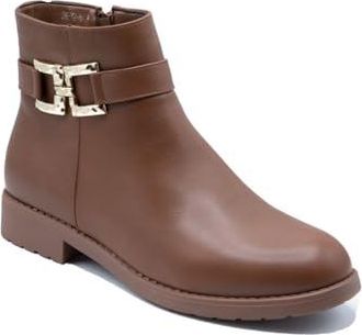 Primtex Bottines femme grandes tailles en simili cuir fermeture zip & petit talon carré du 41 au 44