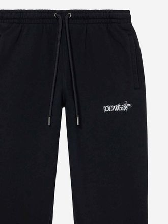 Off-white Mens Cotton Pants With Logo Black Trousers