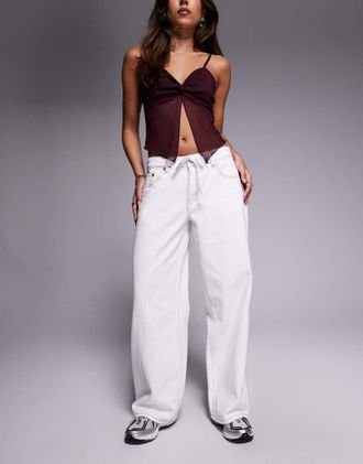 Liquor & Poker Jean baggy noué à lavant - Écru-Blanc