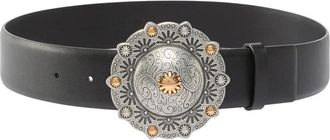 Pinko Pinko, Femme, Accessoires, Noir, Taille: L Round Buckle Leather Belt