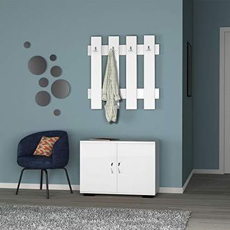 Homemania Eingangshaus Fulya, Holz, weiß, 72 x 35 x 57 cm - 72 x 4 x 72 cm