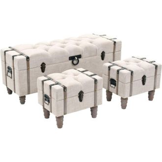 vidaXL Ensemble de bancs de rangement 3 pcs Bois massif et acier Vidaxl