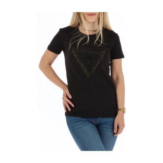 Guess Embellished Logo Short Sleeve Tee - - Tops - Damen - Schwarzk - XS