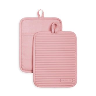 KitchenAid Geripptes Topflappen-Set aus weichem Silikon, getrocknete Rose