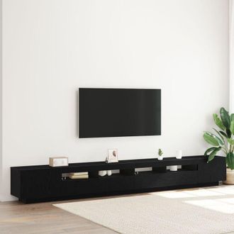vidaXL Vidaxl - TV-Schrank mit LED-Lichtern in Schwarz und Eiche, 300x35x40 cm, Holzwerkstoff