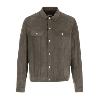 Brunello Cucinelli Surchemise en daim - Homme - Vestes - Gris - Taille: M