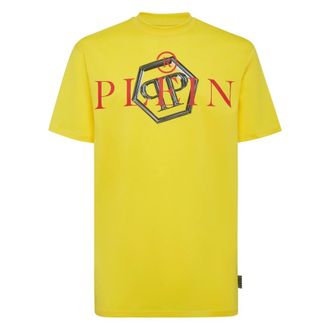 Philipp Plein Homme, Tops, Jaune, Taille: 5XL T-Shirt Col Rond MC