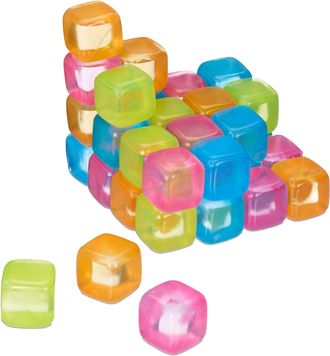 Relaxdays Eiswürfel, wiederverwendbar, 36er Set, XXL Dauereiswürfel aus Kunststoff, Partyeiswürfel für Getränke, bunt