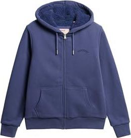 Superdry Sweat à capuche borg doublé avec fermeture éclair pour femme, Bleu marine, 40