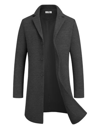 Coofandy Herren Mantel Wintermantel Warm Herrenmantel Reverskragen Business Mantel Trenchcoat Winterjacke mit Taschen Dunkelgrau XXL