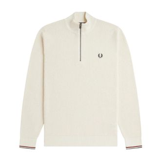 Fred Perry Homme, Sweatshirts et sweats &agrave; capuche, Beige, Taille: S Pull &agrave; demi-zip en nid dabeille