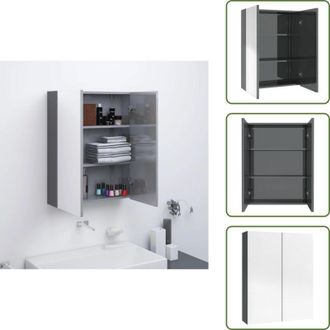 vidaXL The Living Store Bad-Spiegelschrank 60x15x75 cm MDF Gl&auml;nzendes Grau - Spiegel Schrank