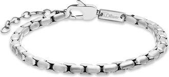 s.Oliver Herren Bracelet - Armband aus mattiertem Edelstahl - Silber - Venezianerkette verstellbar bis 22 cm - wasserfest & hautfreundlich