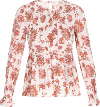 Usha Bluse Frauen wei&szlig; orange