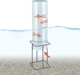 Relaxdays Fischsäule, H x D: 61,5 x 20 cm, Acryl, Metall, Fischturm für Gartenteich, Teich Dekoration, transparent/grau